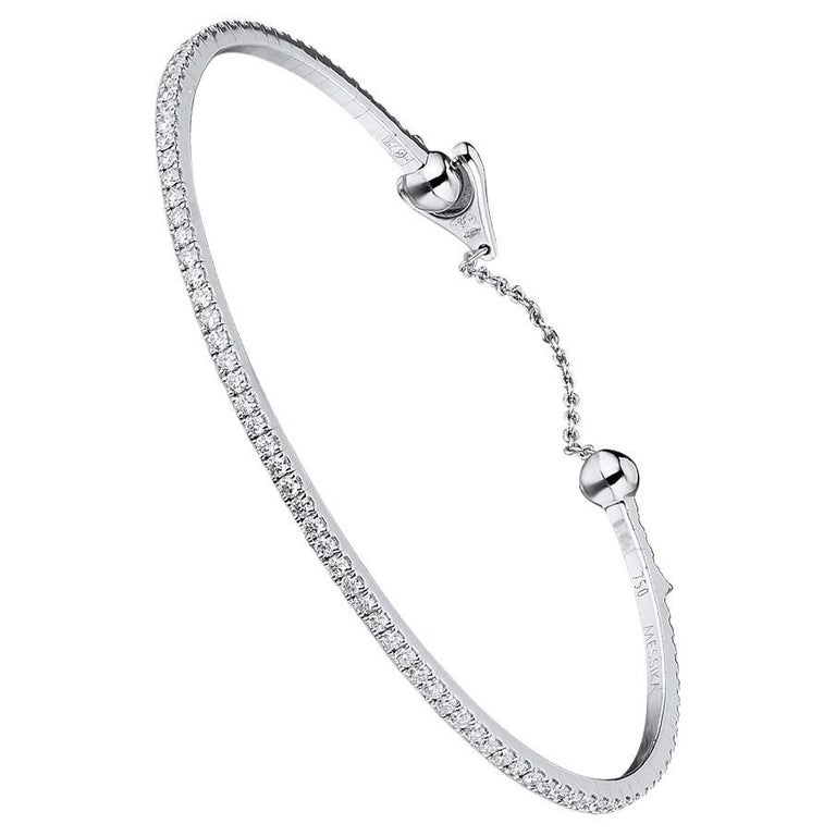 Messika Skinny White Gold Diamond Bangle Bracelet For Sale at 1stDibs