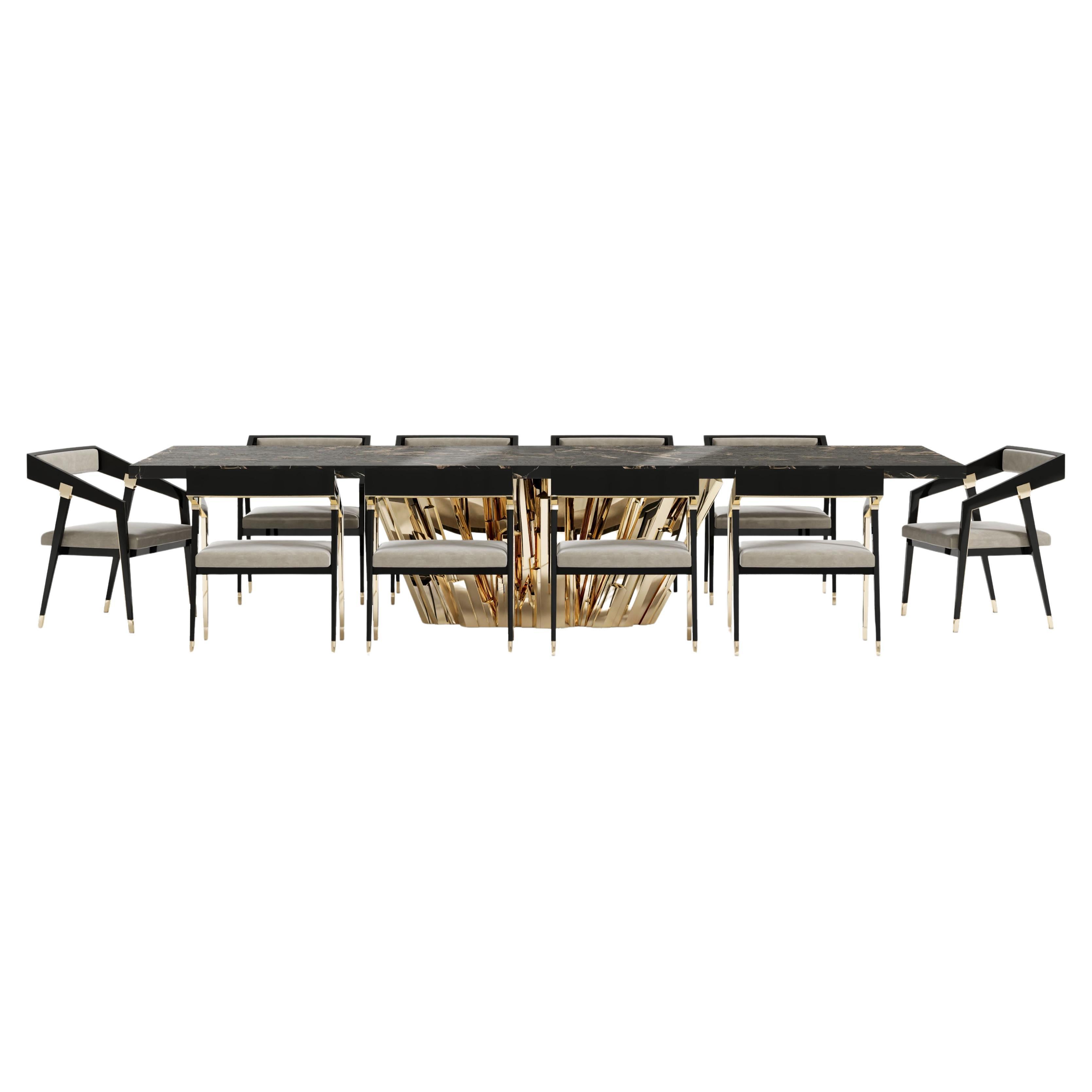 Meta Crystal Dining Table and Parma Dining Chair Dining Room Set For ...