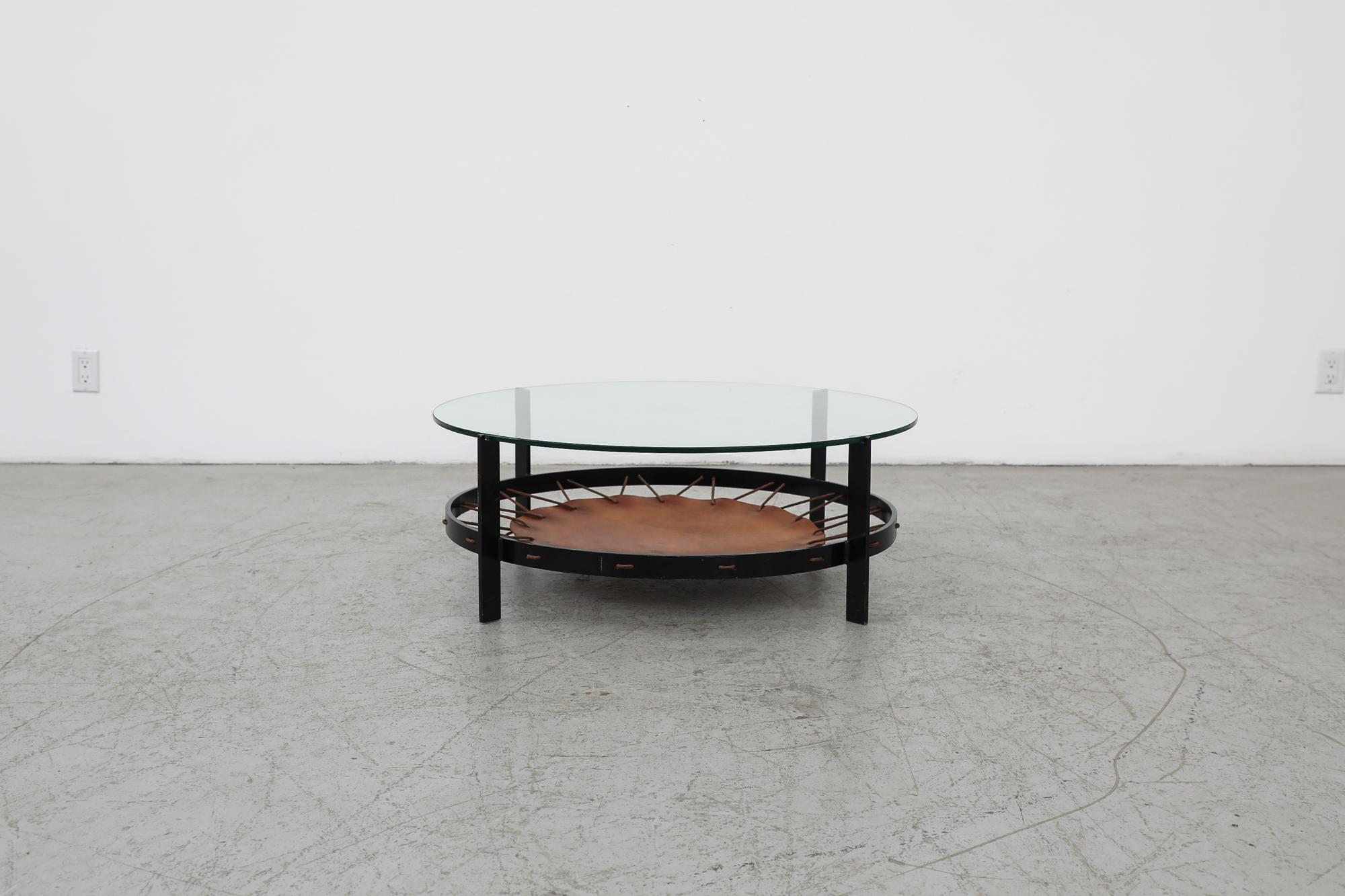 Metaform Modernist Flat Iron, Leather and Glass Coffee Table For Sale ...