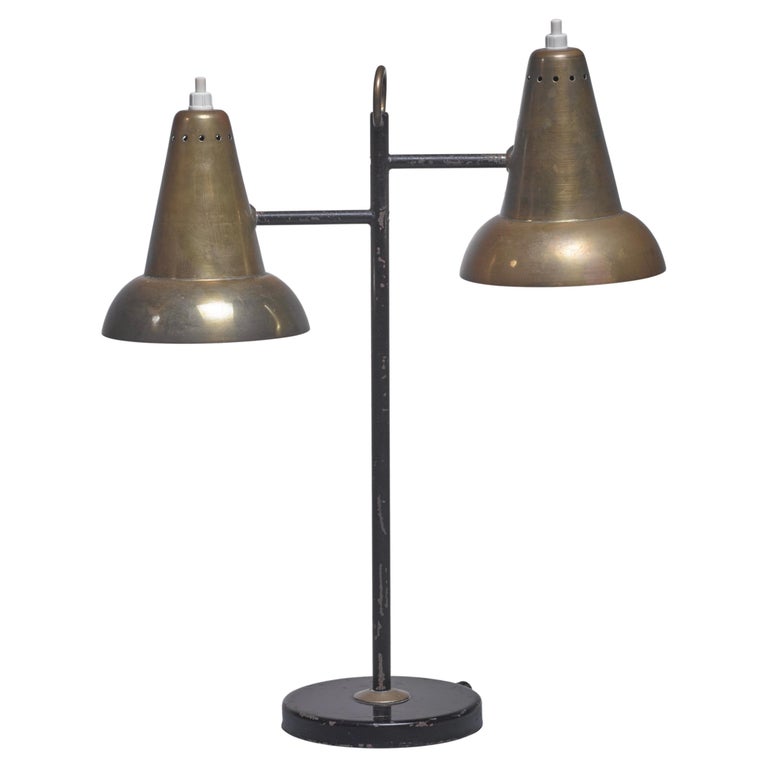 Metal and Brass Table Lamps with Two Hoods, France, 1950s For Sale at ...