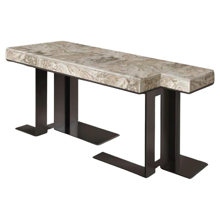 Metal and Fabric Bench For Sale at 1stDibs