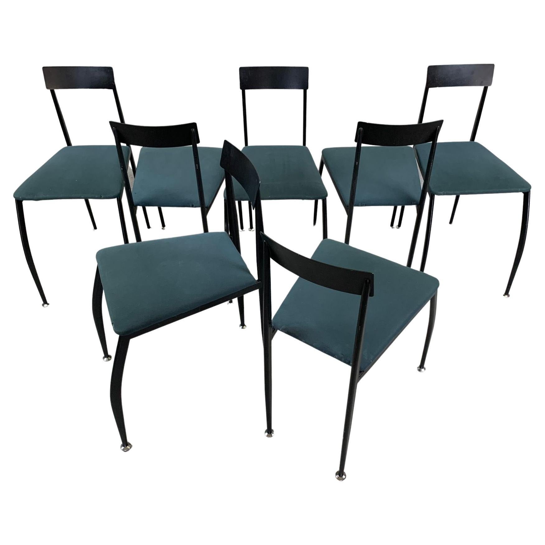 Black Leather Postmodern Dining Chairs, set of 4, 1980's For Sale at ...