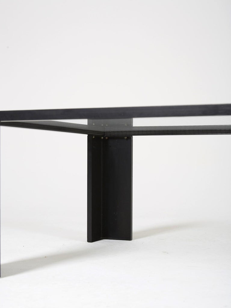 Metal and Glass Coffee Table 1980s For Sale at 1stDibs