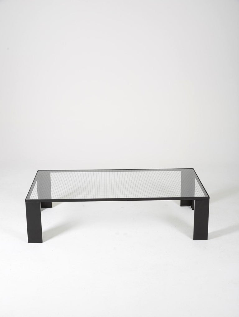 Metal and Glass Coffee Table 1980s For Sale at 1stDibs