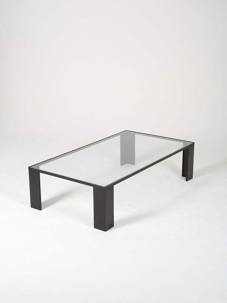 Metal and Glass Coffee Table 1980s For Sale at 1stDibs