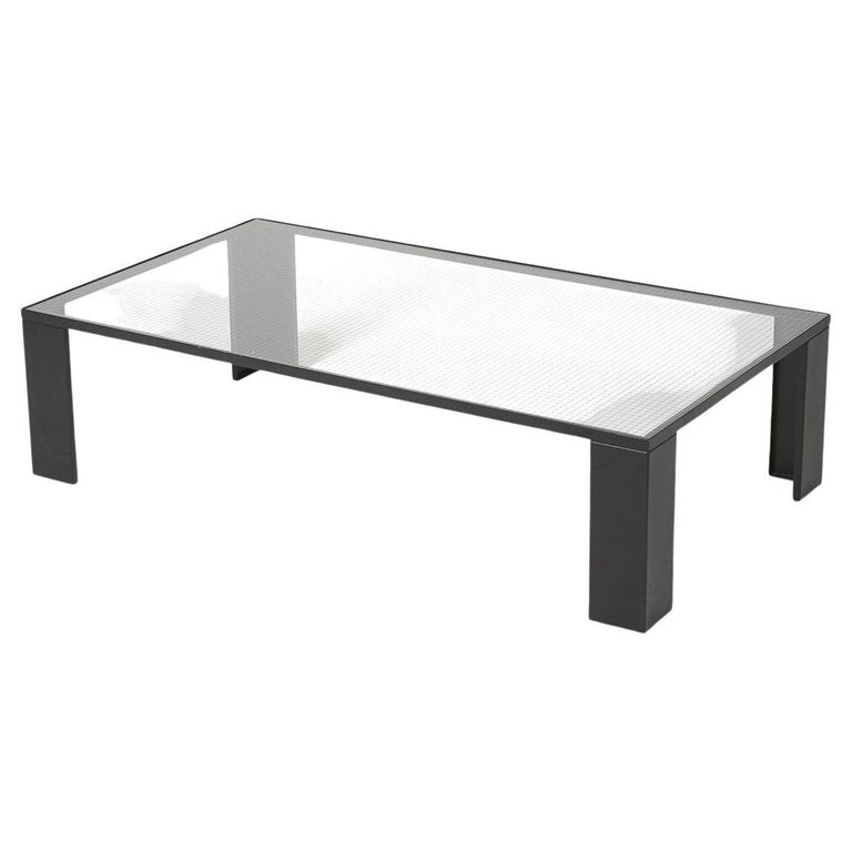 Metal and Glass Coffee Table 1980s For Sale at 1stDibs