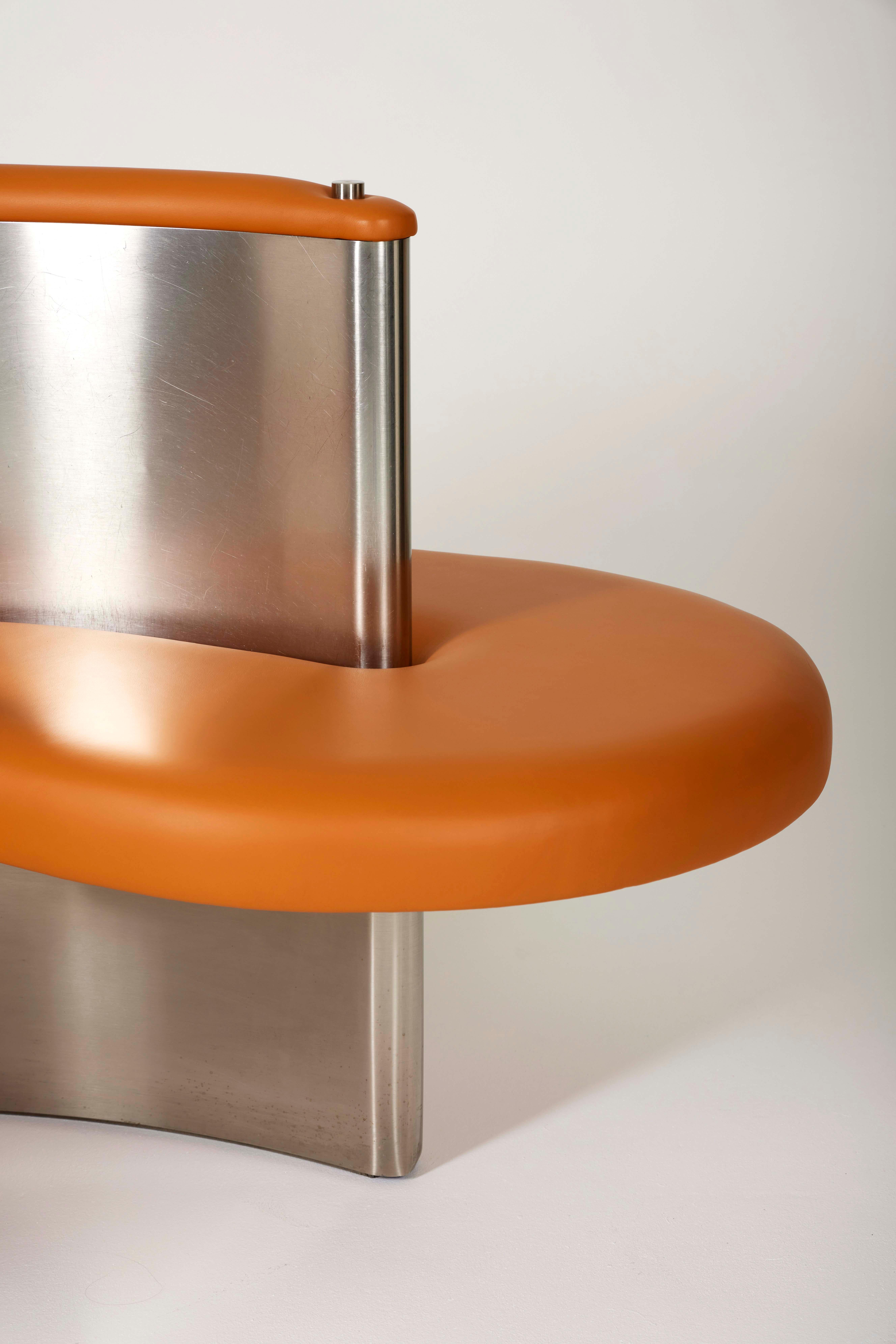 Metal and leather bench by Mario Cecchi, 1970s For Sale at 1stDibs