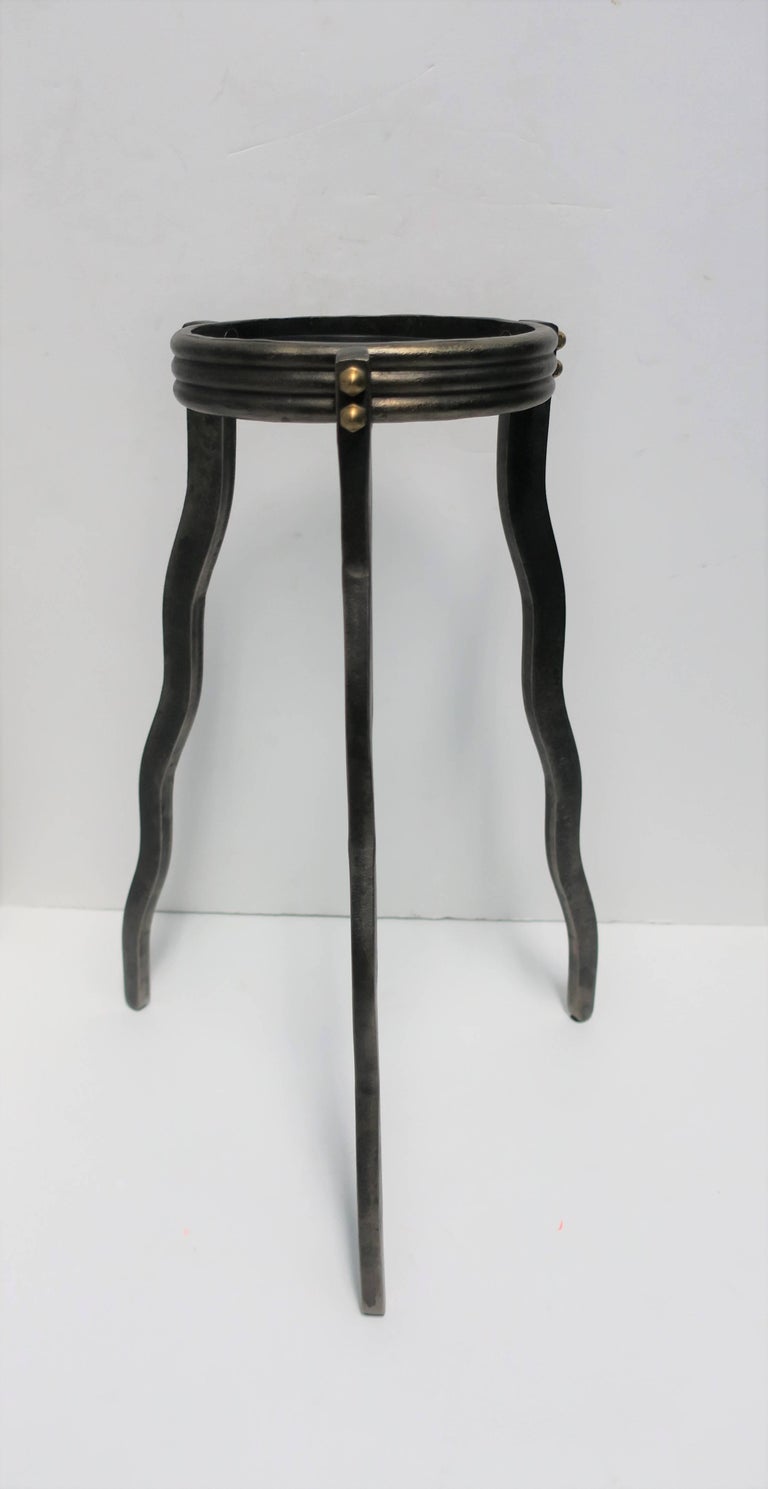 Metal Brass and Glass Small Round Side or Drinks Table at 1stDibs