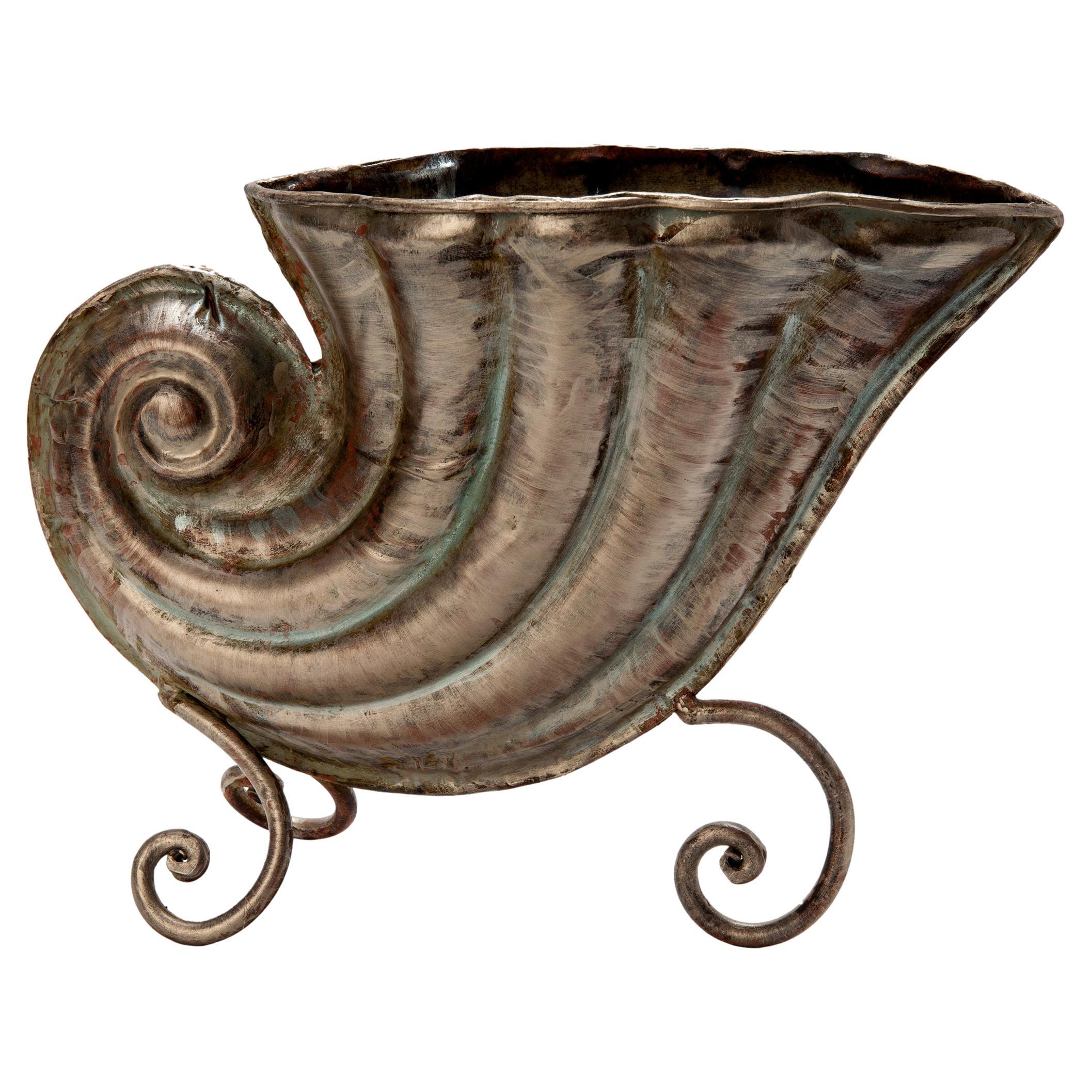 Green Swirl Ceramic Touring Pottery Folk Art Pot in Green and Brown For ...