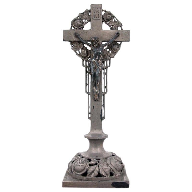 Copper Cross with Christ, Copper, Jet, Textile, Wood, Limoges, France ...