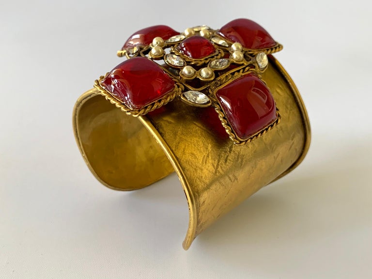 "Gilded" Diamante and "Pate de Verre" Maltese Cross Cuff Bracelet at ...