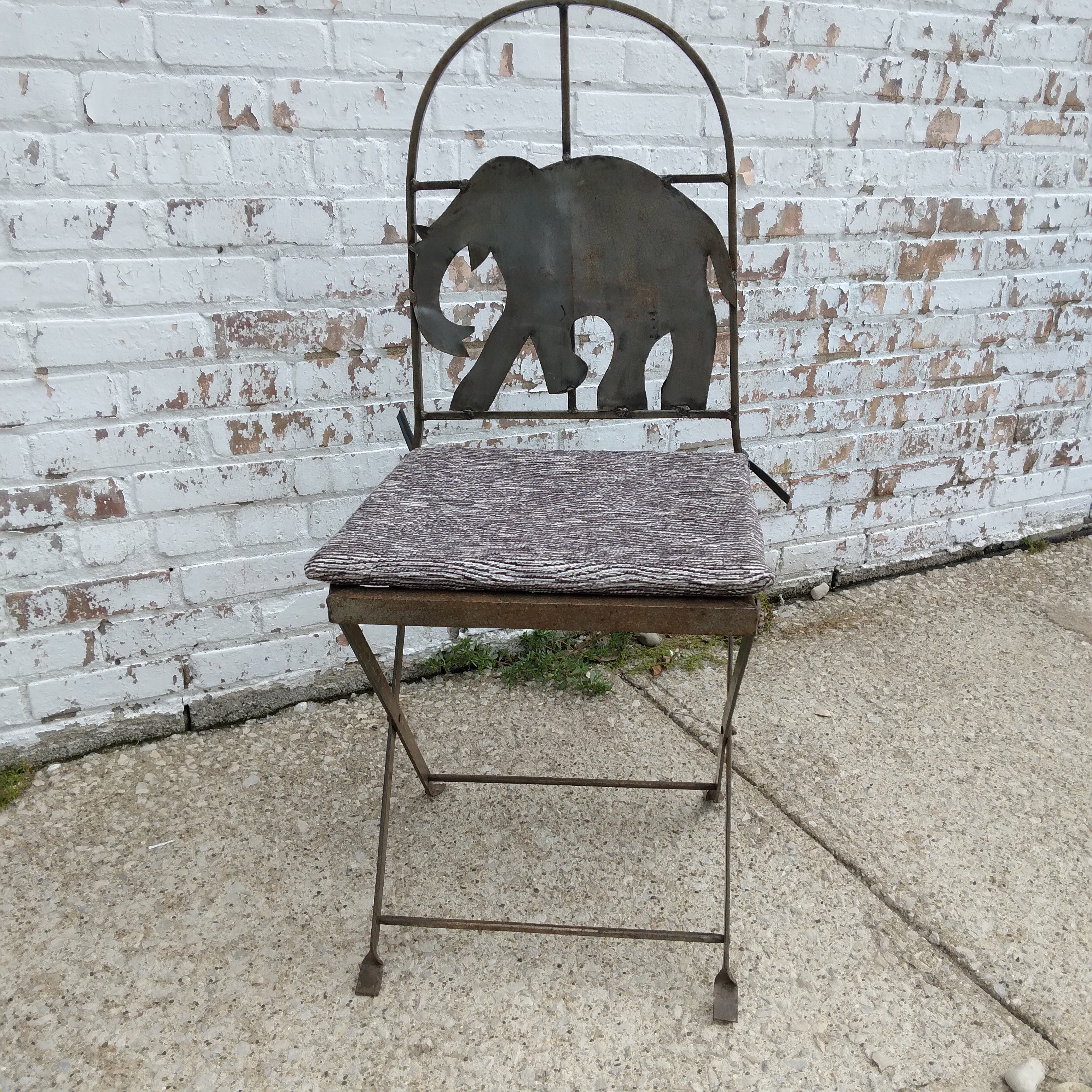 Metal Elephant Garden Folding Chair For Sale at 1stDibs