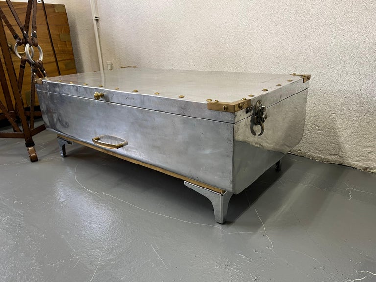 Metal Nautical Captains Trunk Aluminium and Brass Campaign Style For ...