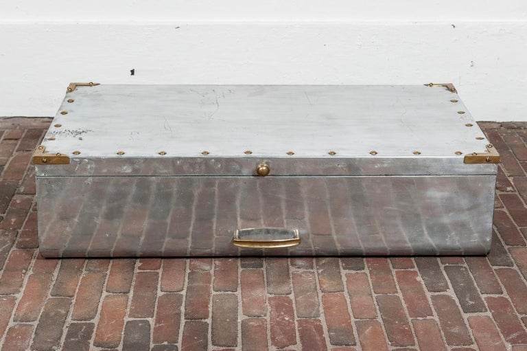 Metal Nautical Captains Trunk Aluminium and Brass Campaign Style For ...