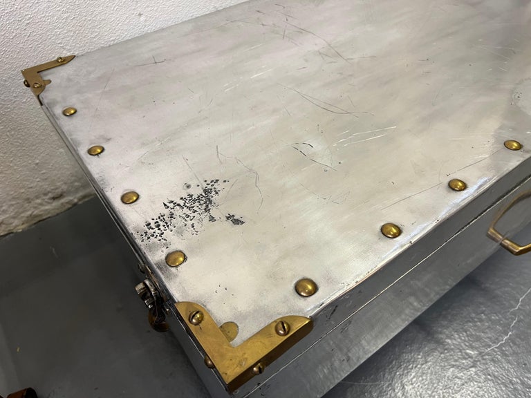 Metal Nautical Captains Trunk Aluminium and Brass Campaign Style For ...