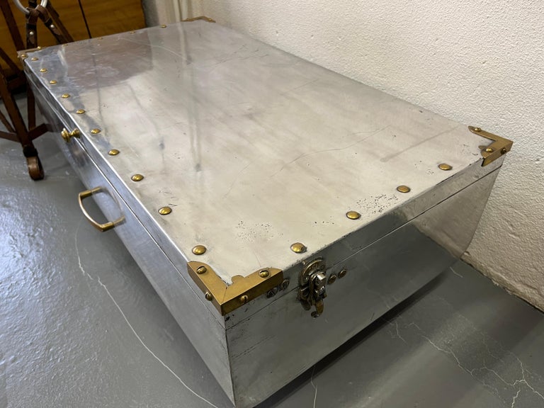 Metal Nautical Captains Trunk Aluminium and Brass Campaign Style For ...