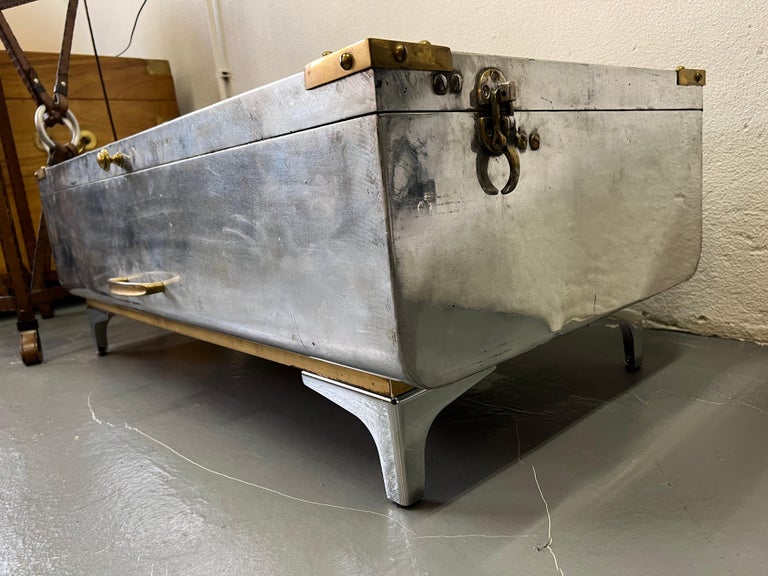 Metal Nautical Captains Trunk Aluminium and Brass Campaign Style For ...