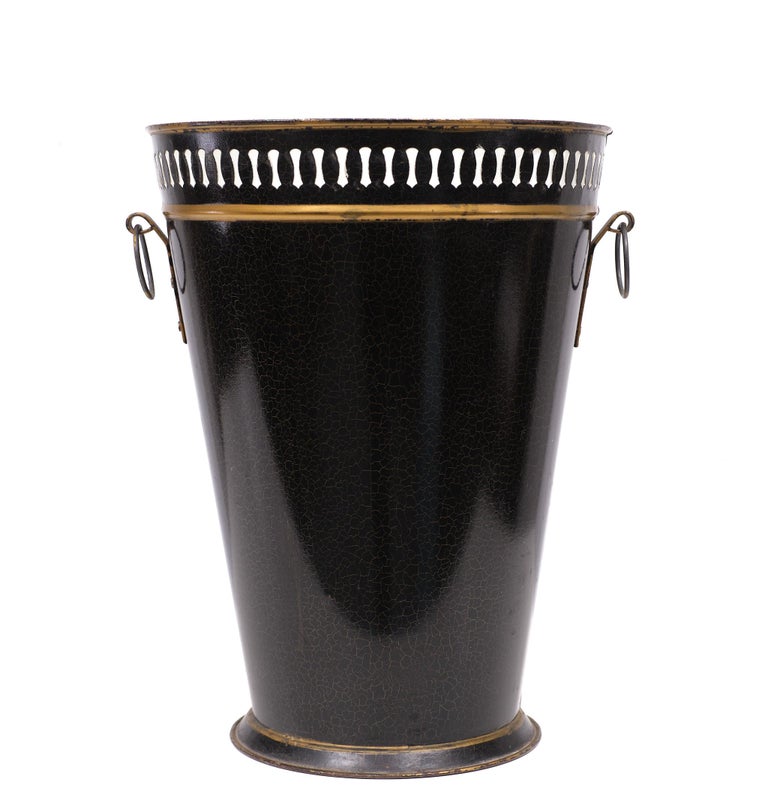 Metal Paper Basket with Roses, France, 1950s For Sale at 1stDibs