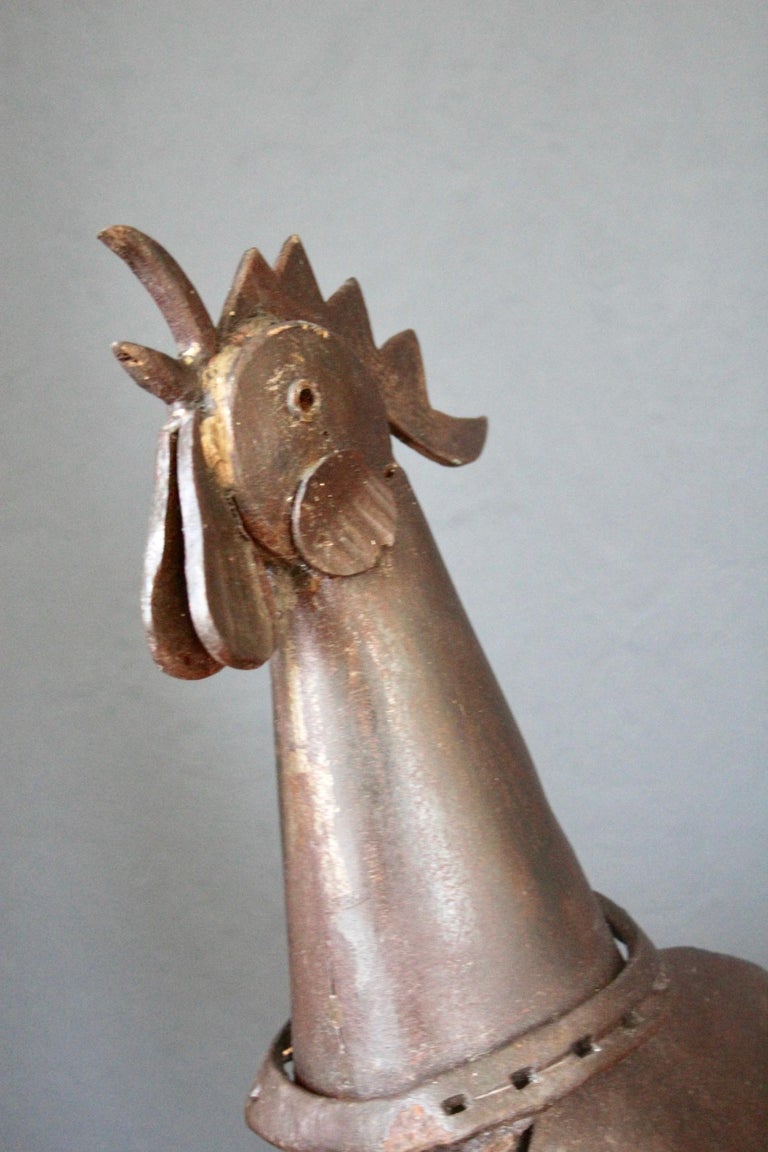 Metal Rooster Sculpture For Sale at 1stDibs