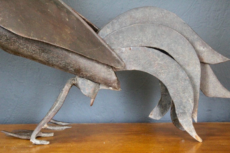 Metal Rooster Sculpture For Sale at 1stDibs
