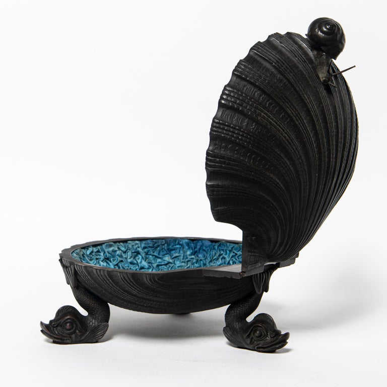 Metal Seashell Jewelry Box, France, Late 19th Century For Sale at 1stDibs