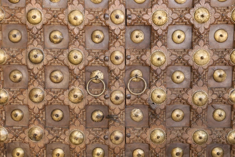 Metal Studded Highly Carved Solid Teak Wood Entry Door of a Temple ...