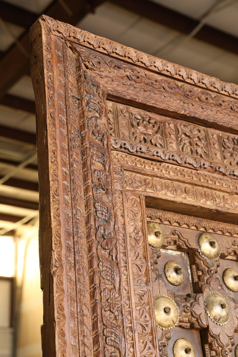 Metal Studded Highly Carved Solid Teak Wood Entry Door of a Temple ...