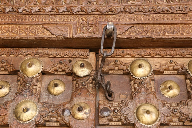 Metal Studded Highly Carved Solid Teak Wood Entry Door of a Temple ...