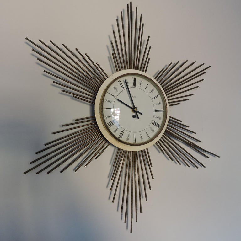 Metal Sunburst Wall Clock from Paico, 1960s For Sale at 1stDibs | paico ...