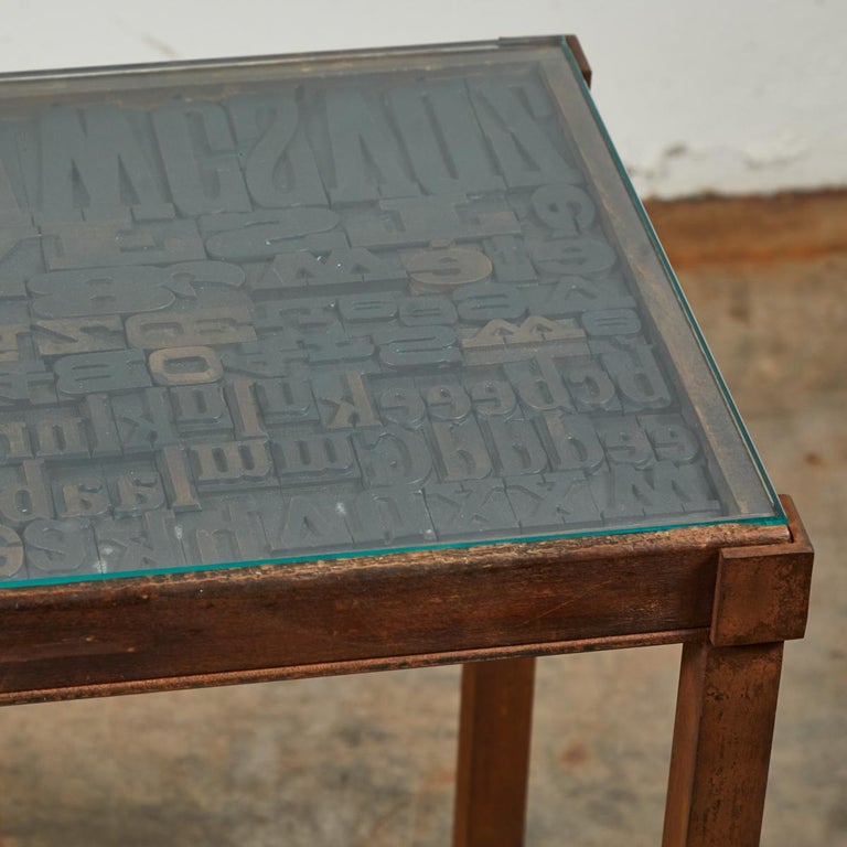 Late 19th Century Industrial Typeset Metal Table For Sale at 1stDibs