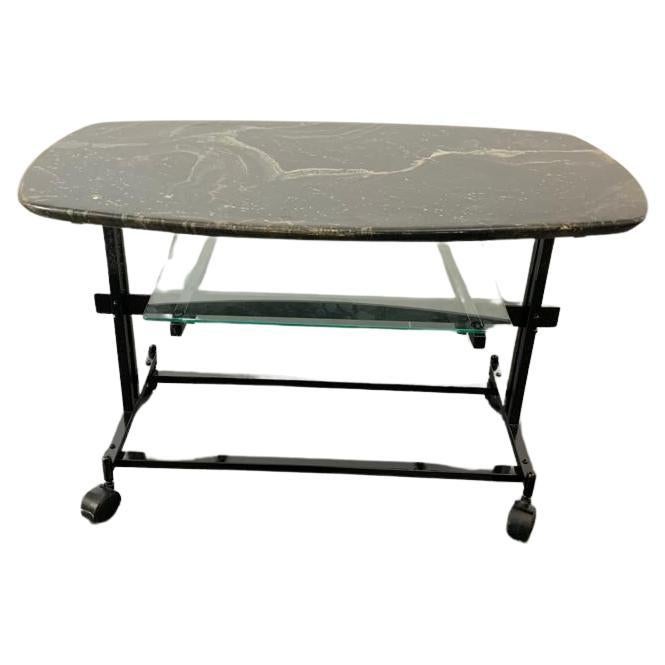 Metal Table with Base with Caster and Lacquered Top, 1960s For Sale at ...