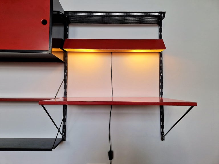 Metal Wall Unit in Red and Black by Tjerk Rijenga for Pilastro ...