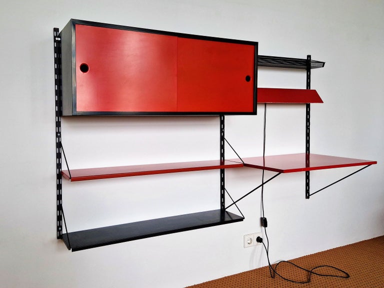 Metal Wall Unit in Red and Black by Tjerk Rijenga for Pilastro ...