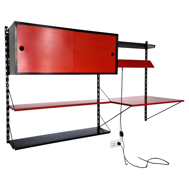 Metal Wall Unit in Red and Black by Tjerk Rijenga for Pilastro ...