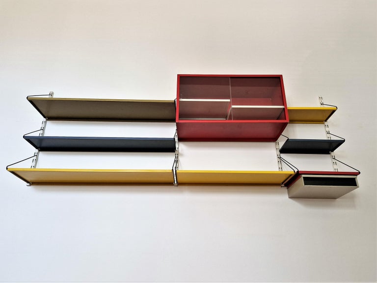 Metal Wall Unit in Red, Yellow and Blue by Tjerk Rijenga for Pilastro ...