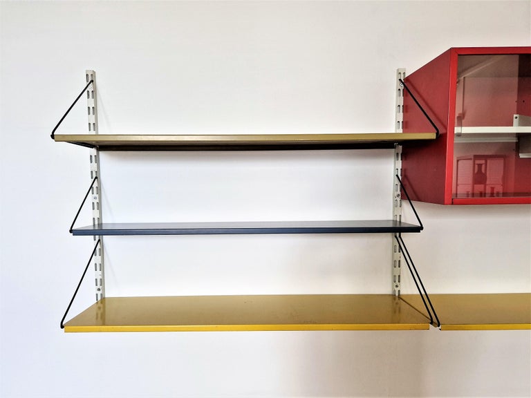 Metal Wall Unit in Red, Yellow and Blue by Tjerk Rijenga for Pilastro ...