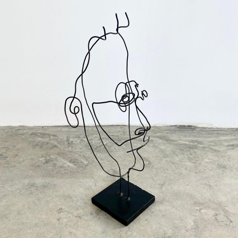 Metal Wire Face Sculpture For Sale at 1stDibs