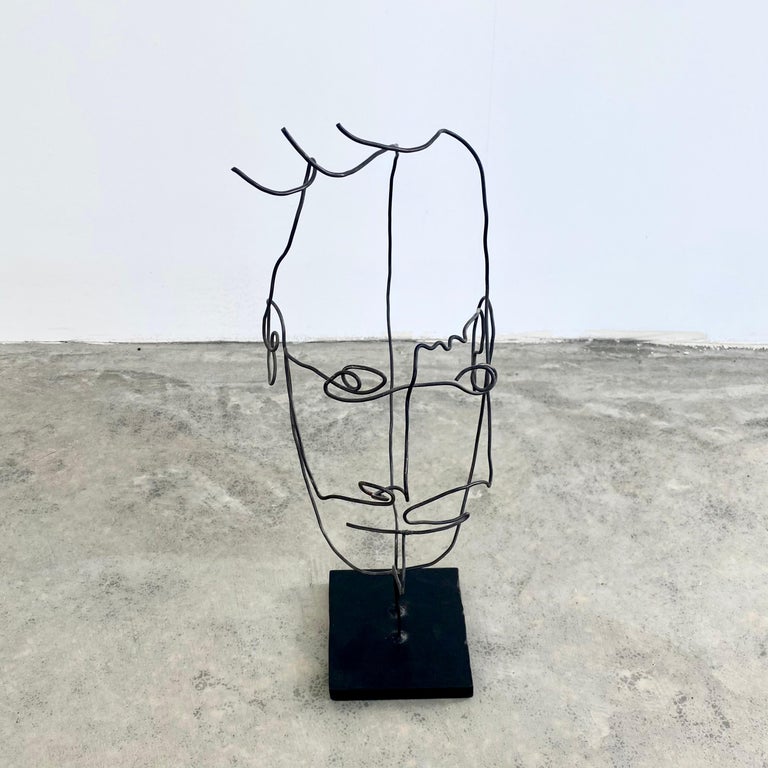 Metal Wire Face Sculpture For Sale at 1stDibs