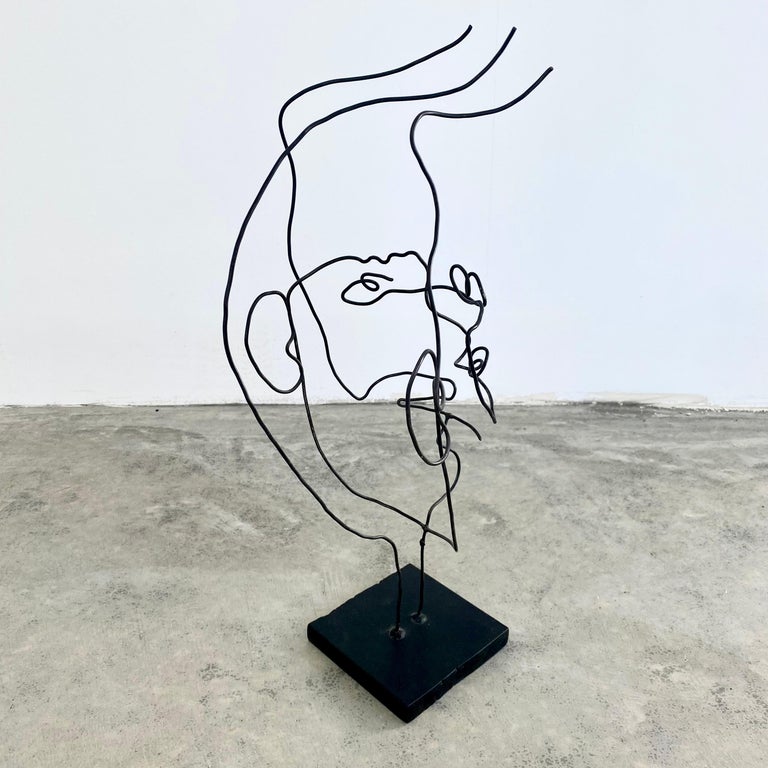 Metal Wire Face Sculpture For Sale at 1stDibs