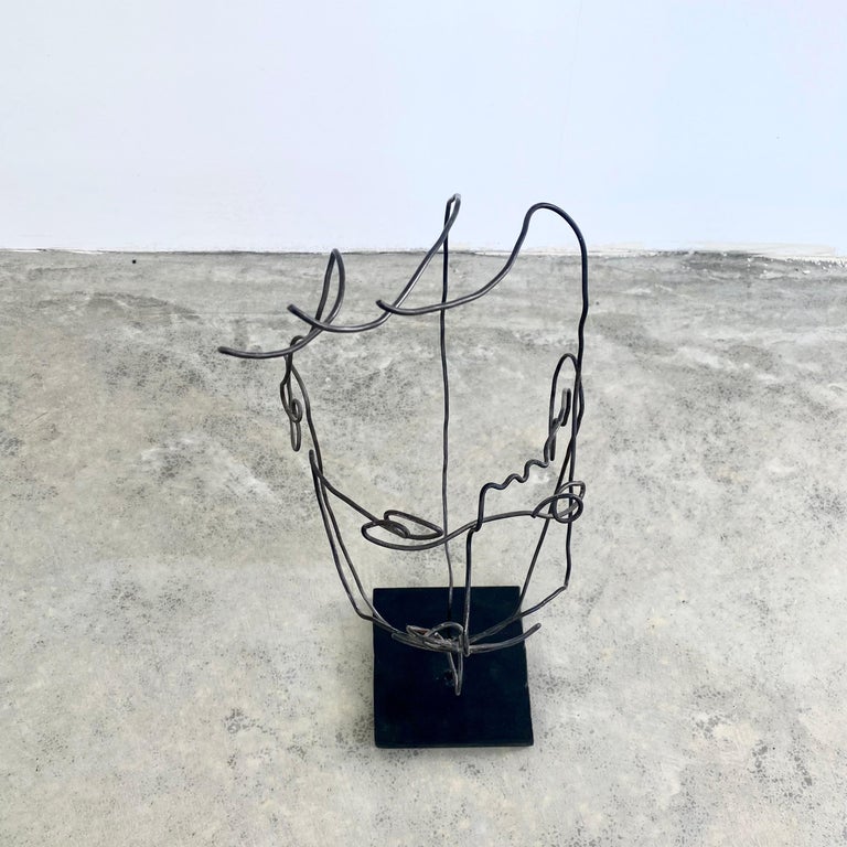 Metal Wire Face Sculpture For Sale at 1stDibs