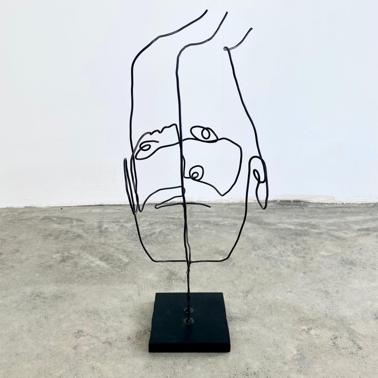 Metal Wire Face Sculpture For Sale at 1stDibs