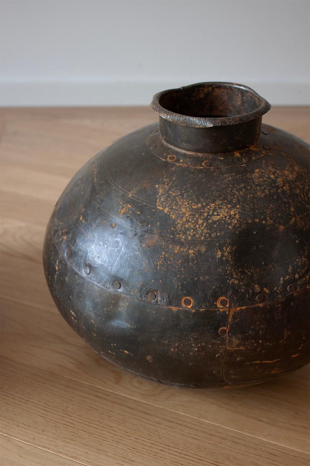 Metall Indian Water Jugs with a large belly shape For Sale at 1stDibs