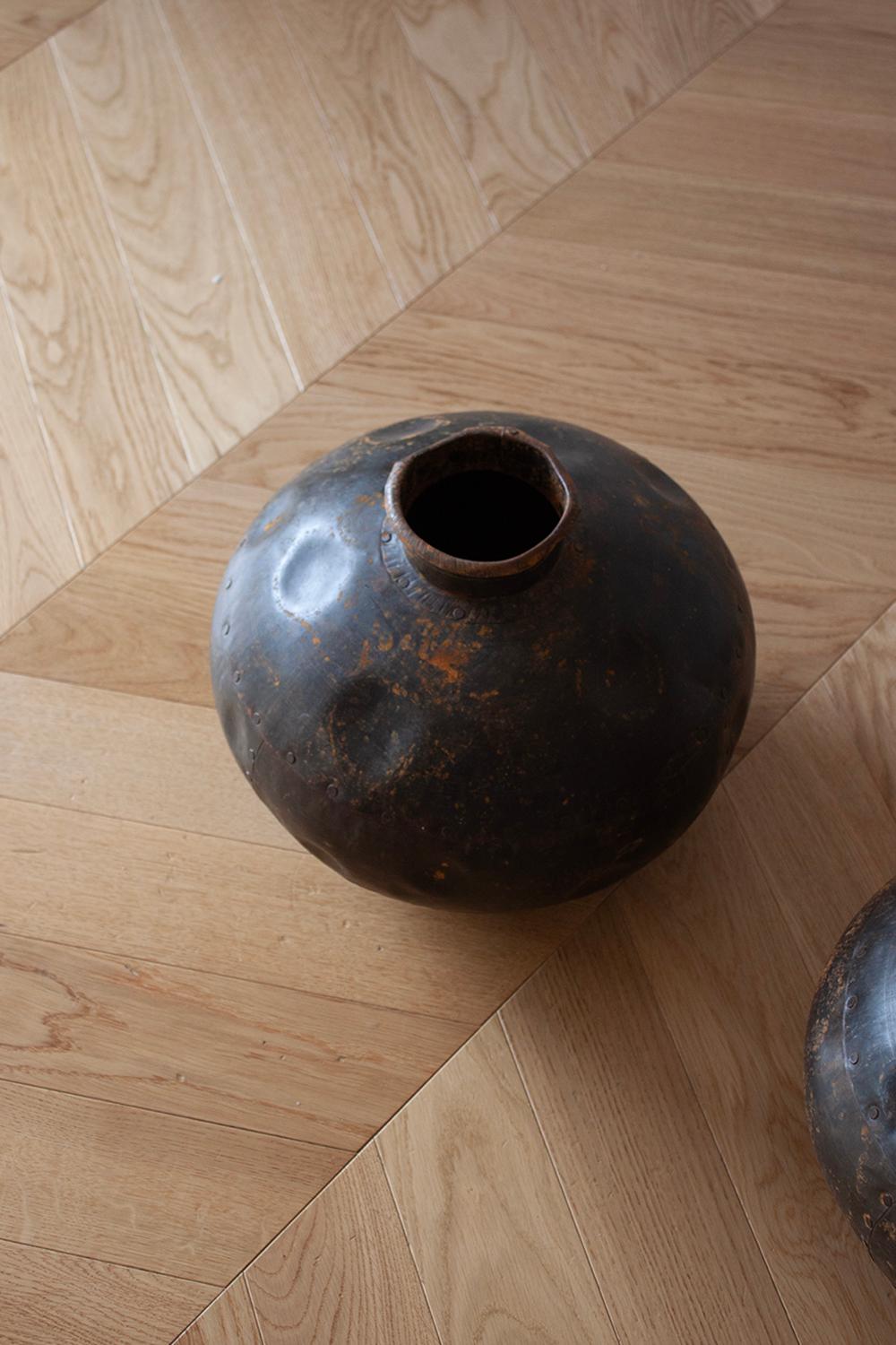 Metall Indian Water Jugs with a large belly shape For Sale at 1stDibs