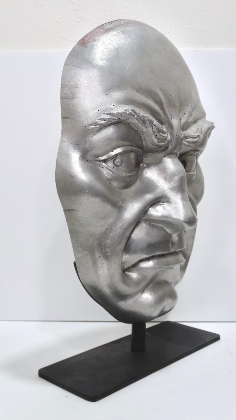Metallic 'Angry Face' Sculpture For Sale at 1stDibs