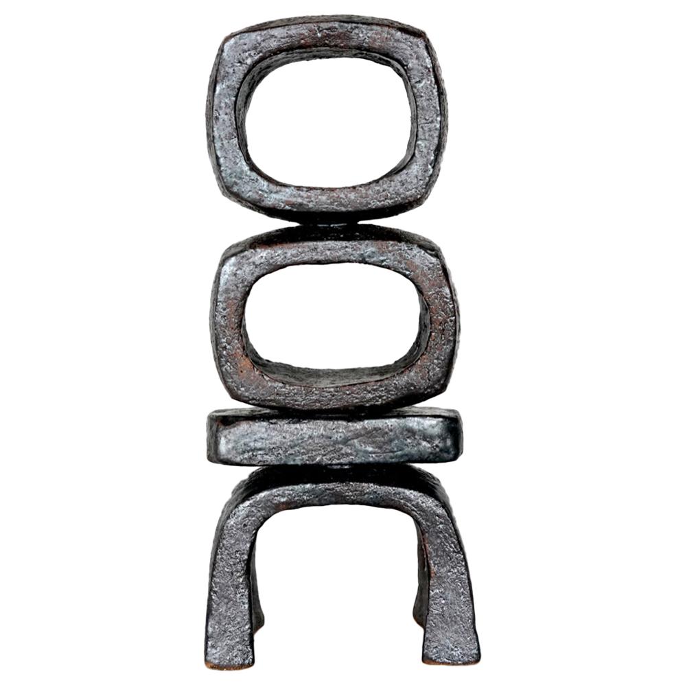 Metallic Brown/Black TOTEM, HandBuilt Ceramic Sculpture, 2 Stacked ...