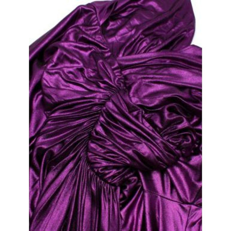 Metallic Fuchsia Draped Asymmetric Dress For Sale at 1stDibs