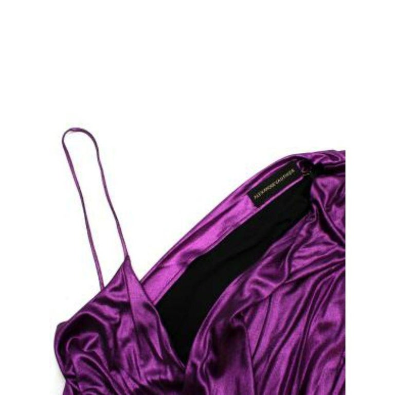 Metallic Fuchsia Draped Asymmetric Dress For Sale at 1stDibs