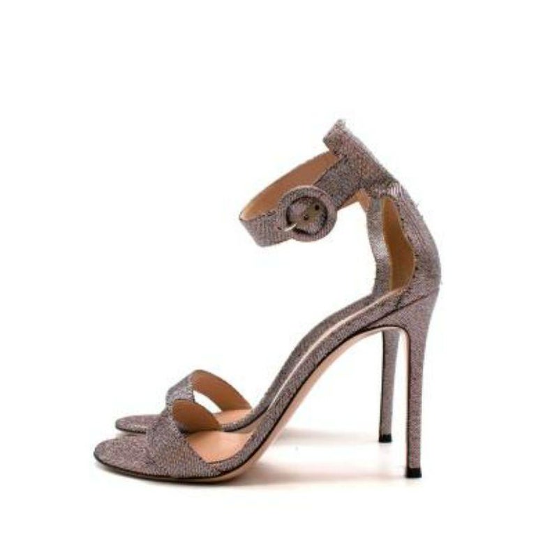 Metallic Purple Heeled Strappy Sandals For Sale at 1stDibs