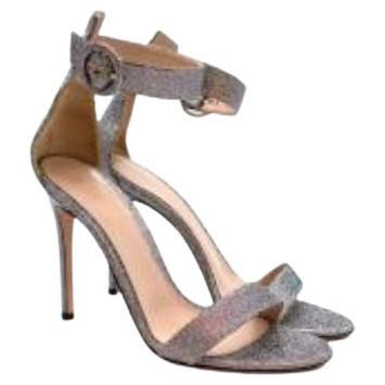 Metallic Purple Heeled Strappy Sandals For Sale at 1stDibs