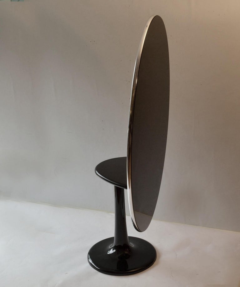 Oval Black Glass Table and Full Length Mirror on Tulip Foot at 1stDibs ...